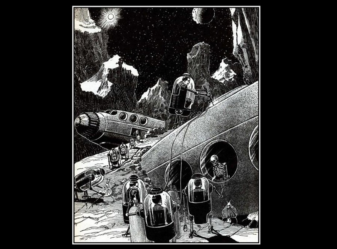1932 Science Fiction Pulp Magazine Outer Space Illustration Art Poster ...