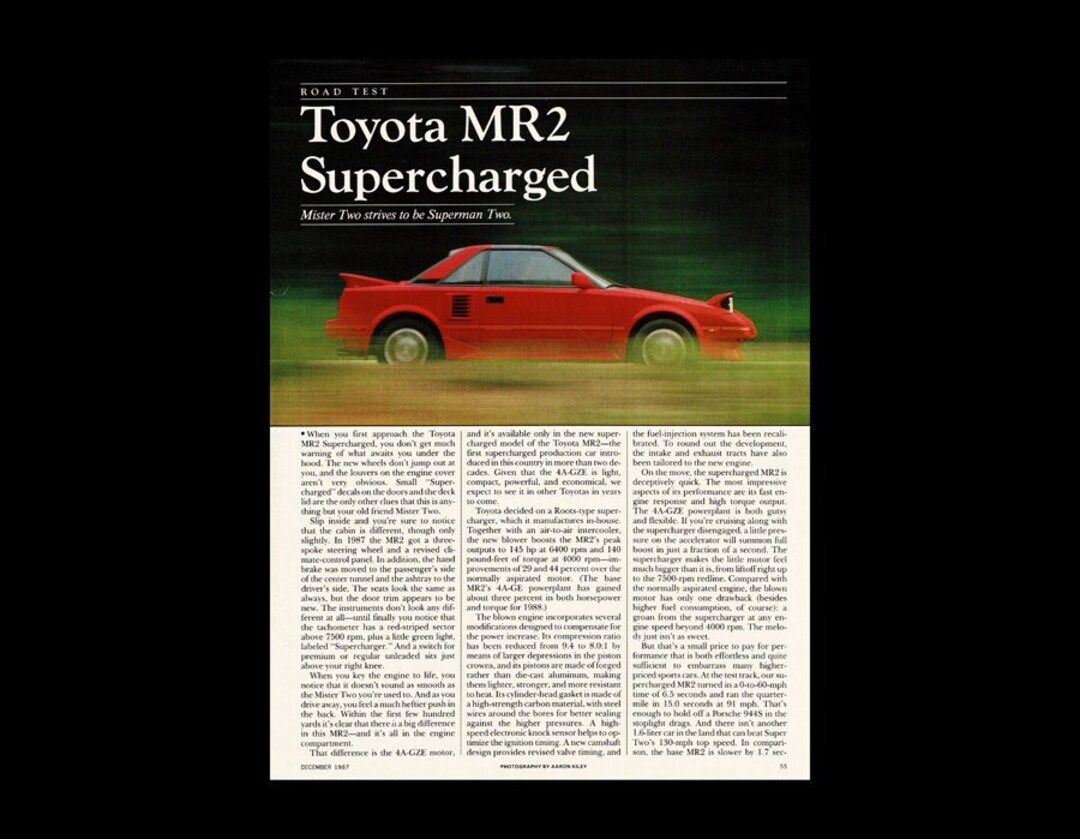 1988 Toyota MR2 Original Magazine Road Test - Etsy
