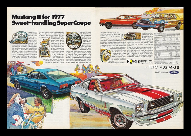 1977 Ford Mustang 2 Original Magazine Ad - Etsy