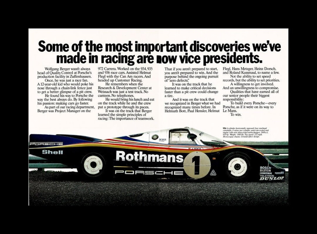 1985 Porsche 956 Race Car Original Magazine Ad - Etsy