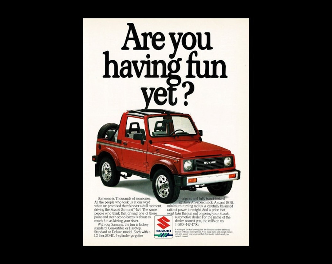 1988 Suzuki Samurai Original Magazine Ad - Etsy