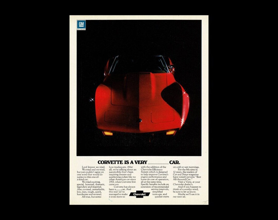 1975 Chevy Corvette Original Magazine Ad - Etsy