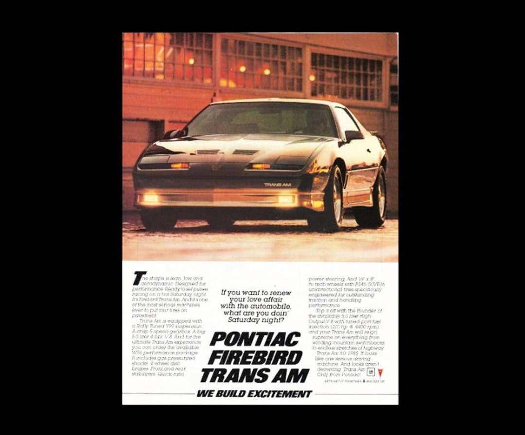 1985 Pontiac Firebird Trans Am Original Magazine Ad - Etsy