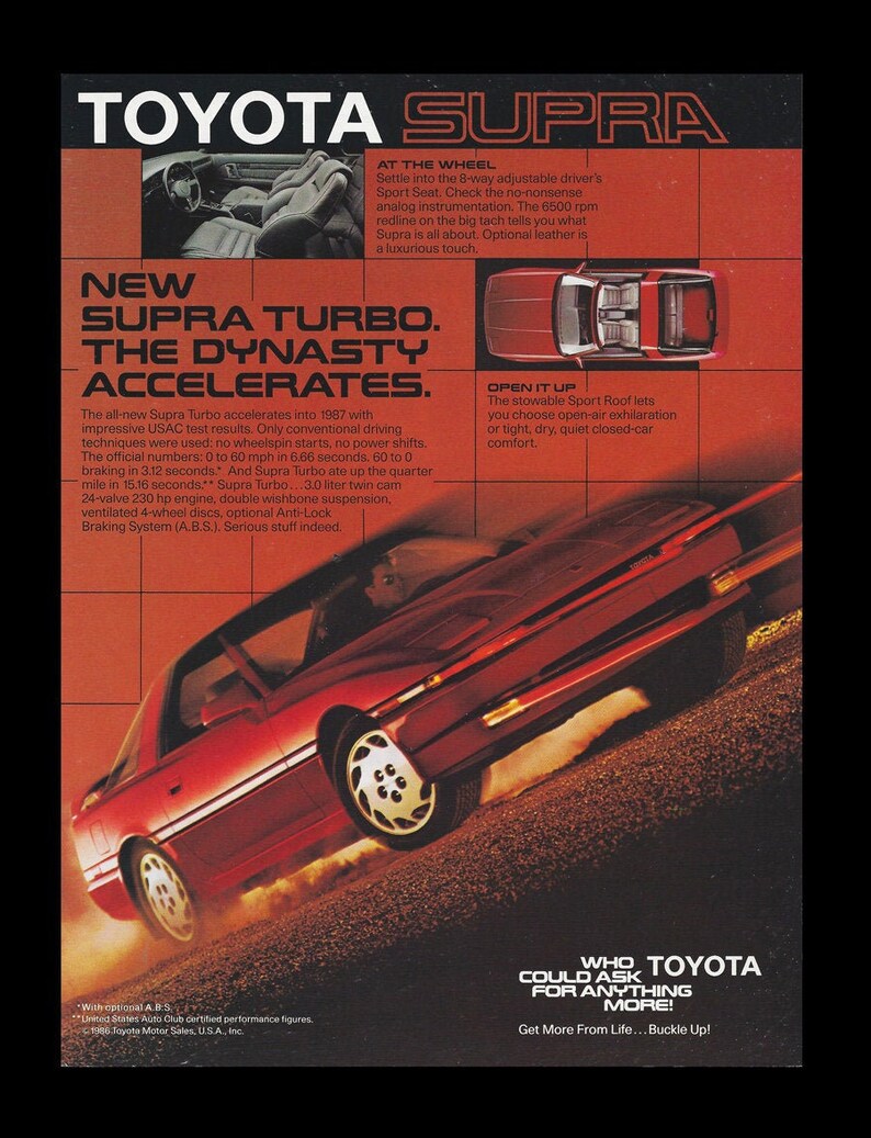 1986 Toyota Supra Original Magazine Ad - Etsy