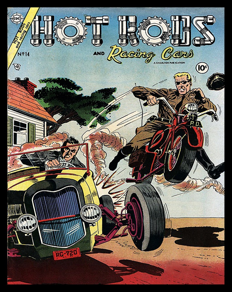 1950's Hot Rod & Racing Cars Comic Book Cover Poster Art Print - Etsy