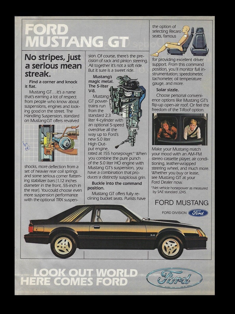 1982 Ford Mustang GT Original Magazine Ad - Etsy