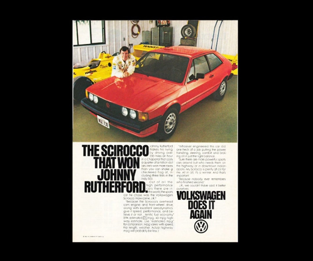 1980 VW Scirocco Original Magazine Ad - Johnny Rutherford Featured - Etsy