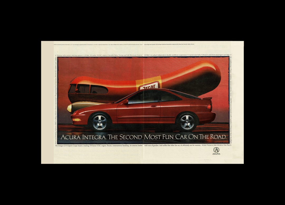 1994 Acura Integra Original Magazine Ad: Oscar Mayer Wienermobile ...