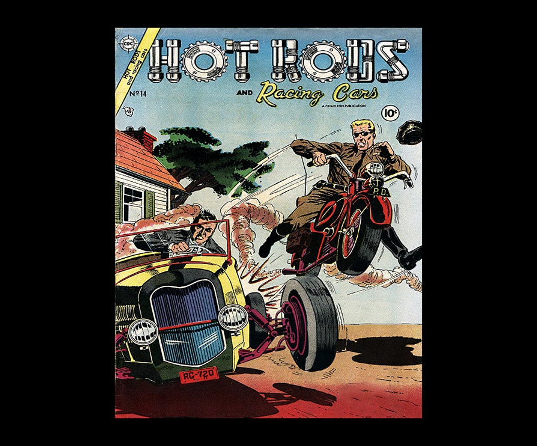 1950's Hot Rod & Racing Cars Comic Book Cover Poster Print - Retro Pulp ...