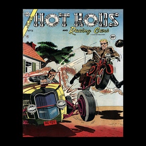1950's Hot Rod & Racing Cars Comic Book Cover Poster Print - Retro Pulp ...