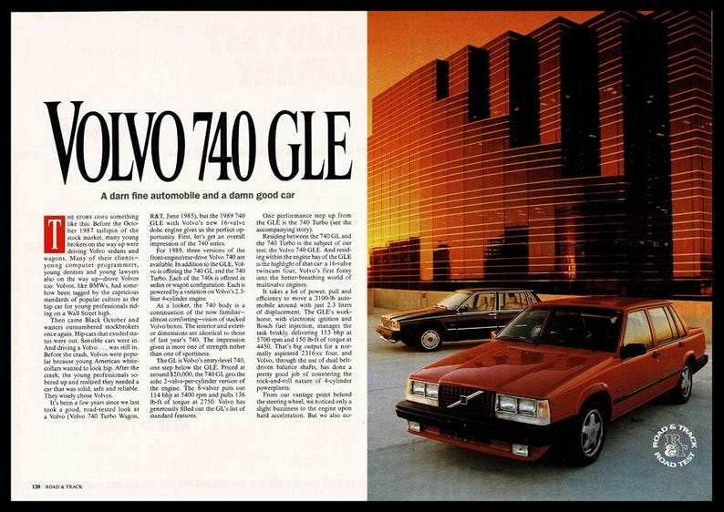 1989 Volvo 740 GLE Original Magazine Road Test - Etsy