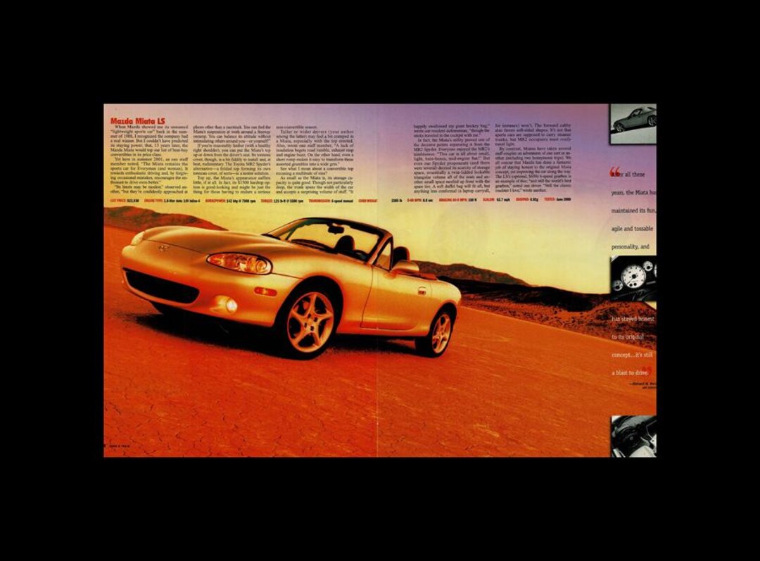 2001 Mazda Miata Original Magazine Photo Feature - Etsy