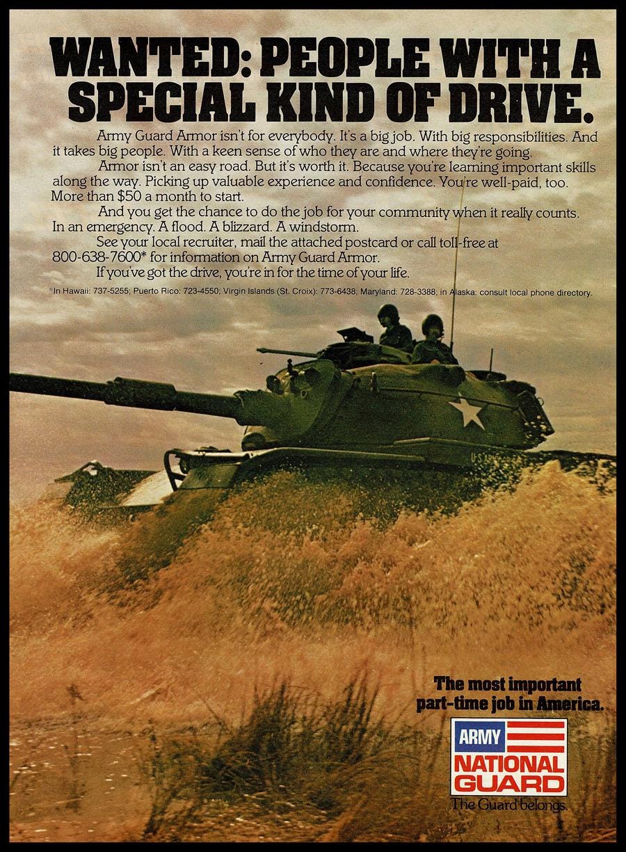 1980's Army National Guard Armor Recruiting Original Magazine Ad - Etsy