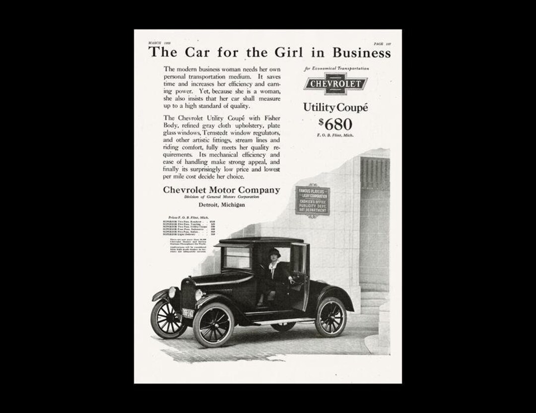 1923 Chevrolet Original Magazine Ad the Car for the Girl in Business - Etsy