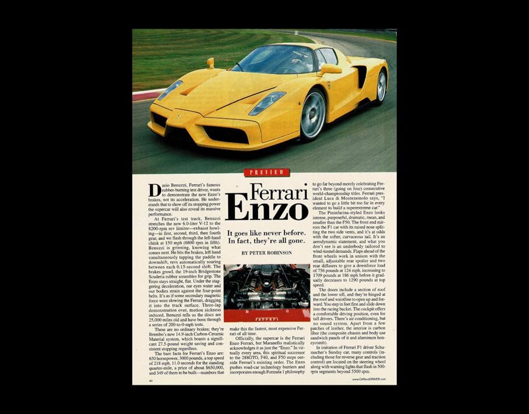 2002 Ferrari Enzo Original Magazine Preview Road Test - Etsy