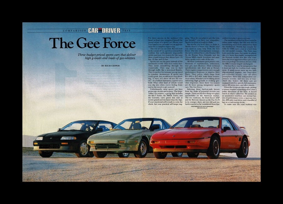 1988 Toyota MR2 Vs. Pontiac Fiero Original Magazine Comparison Road ...