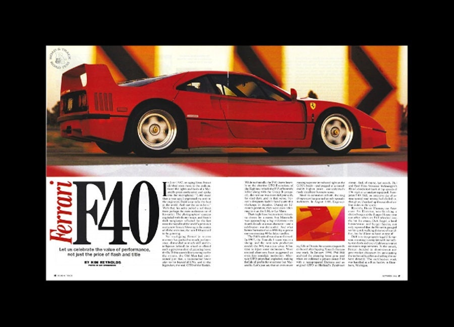 Ferrari F40 Original Retro Magazine Ads & Period Road Test 3 - Etsy