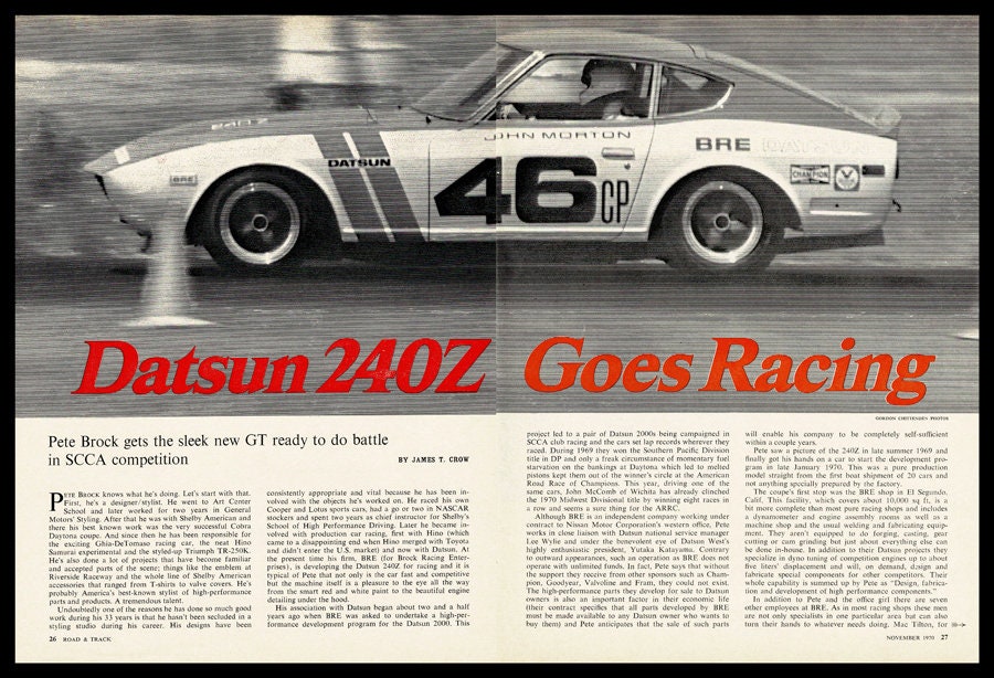1970 Datsun 240Z Race Car Original Magazine Race Track Test - Etsy