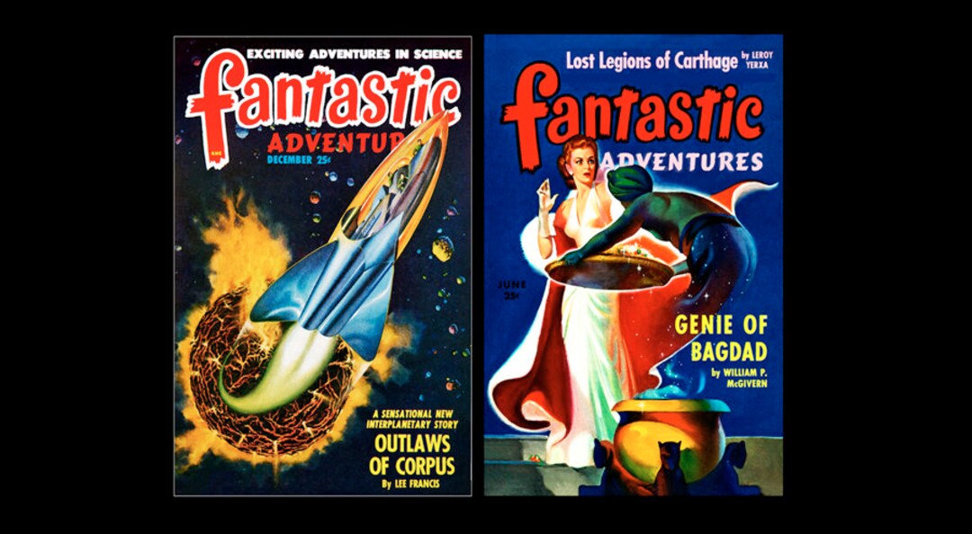 Two 1940's Fantastic Adventures Science Fiction Stories Pulp Magazine ...
