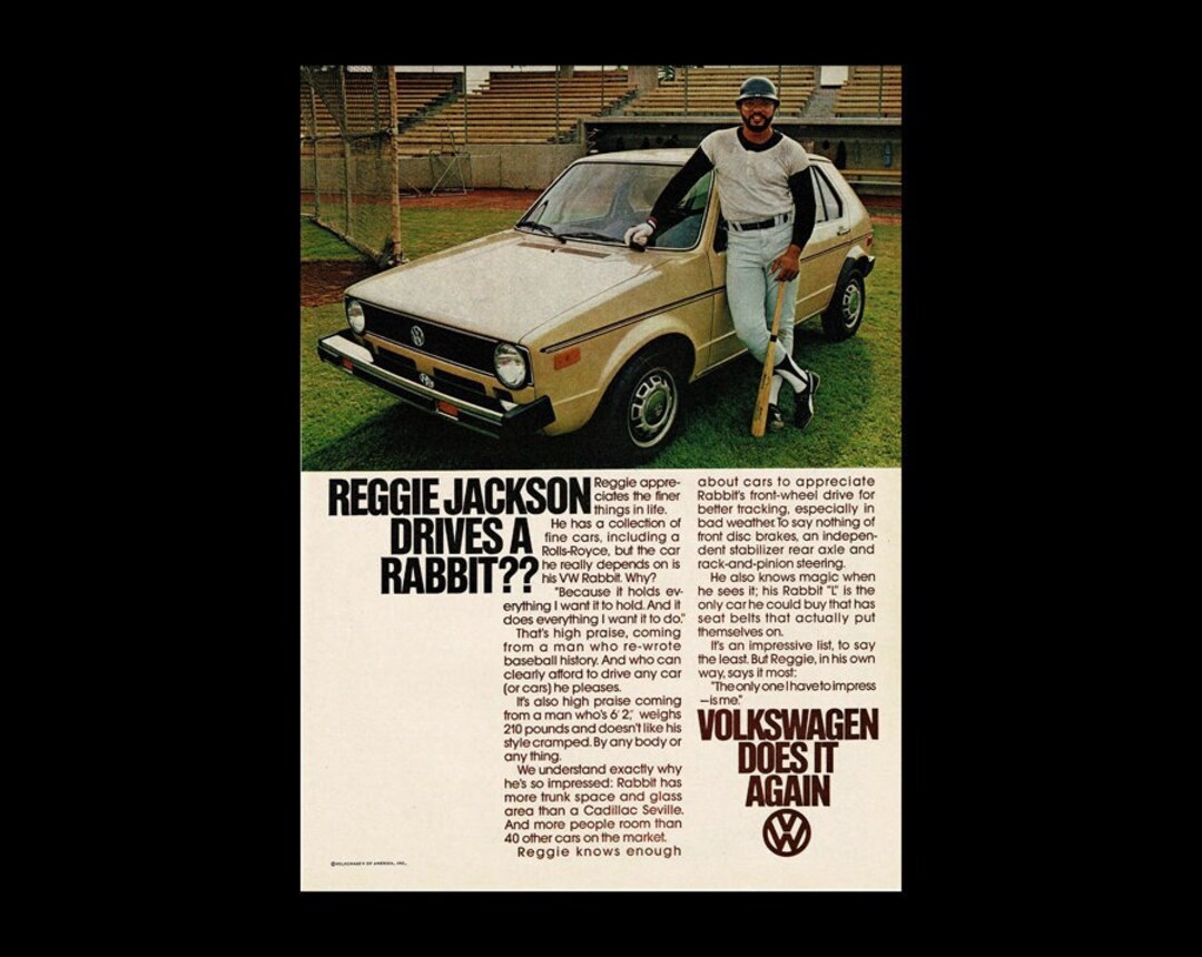 1978 VW Rabbit Original Magazine Ad - Reggie Jackson Featured - Etsy