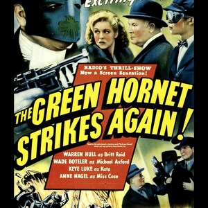 1941 Green Hornet "strikes Again" Detective Movie Serial Poster Art ...