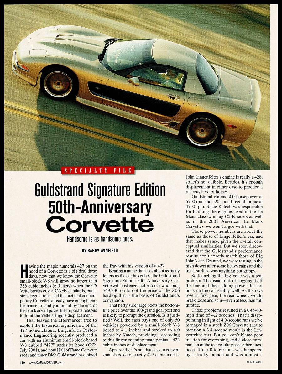 2003 Guldstrand 50th Anniversary Edition Chevrolet Corvette Original ...