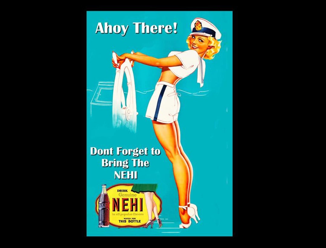 1940's Nehi Soda Retro Ad Art Print - Vintage Pin up Girls Illustration Art - Etsy