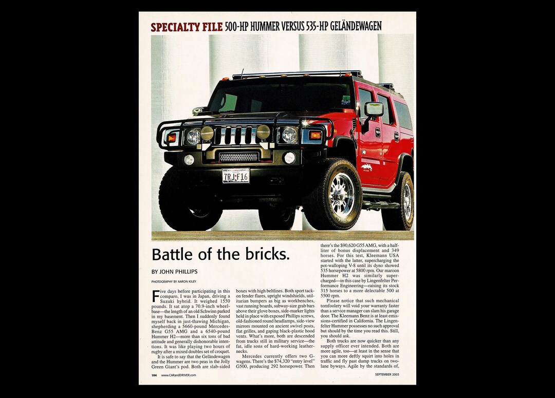 2004 Hummer Vs. Mercedes Benz G55 AMG Original Magazine Mini Road Test ...