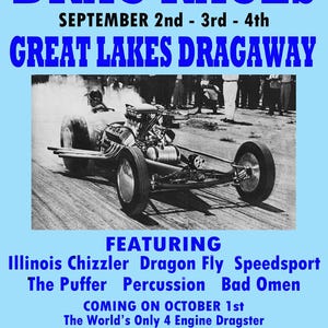 1960's Great Lakes Dragaway Drag Strip Vintage Drag Racing Poster Print ...