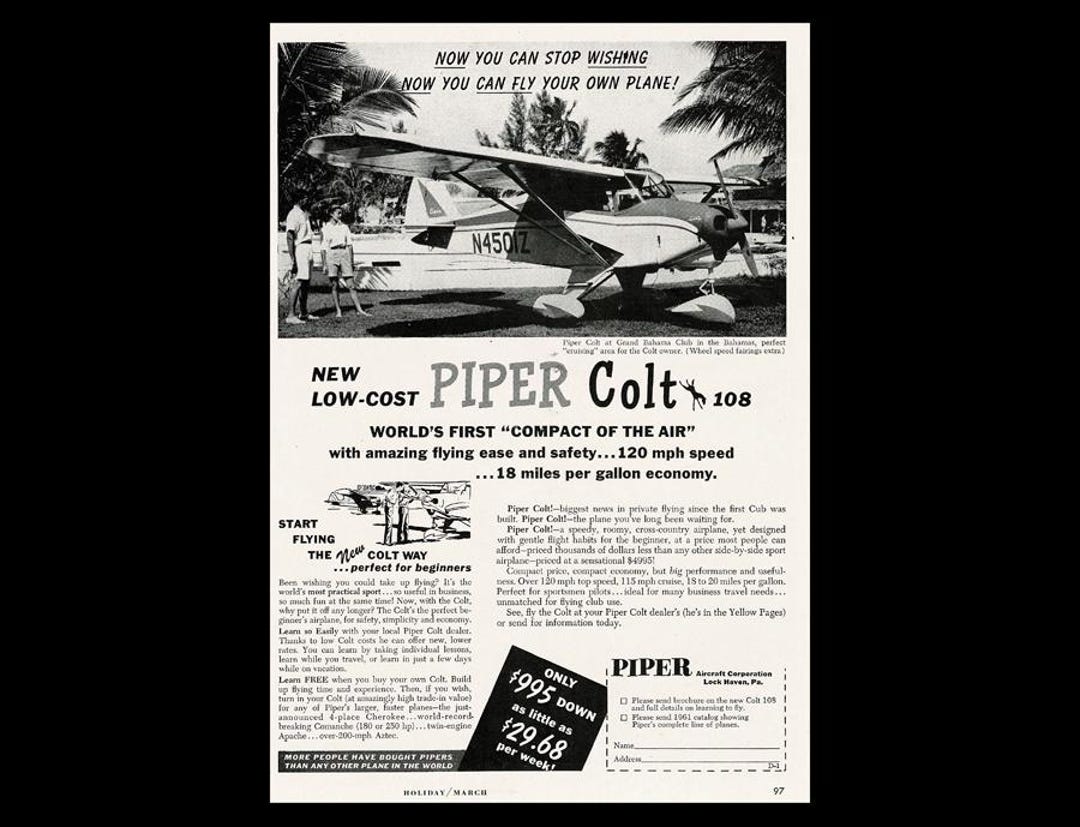 1961 Piper Colt Private Aircraft Original Magazine Ad - Etsy