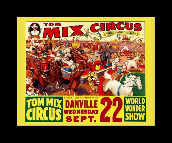 1936 Tom Mix Circus Poster Art Print Retro Circus Poster - Etsy