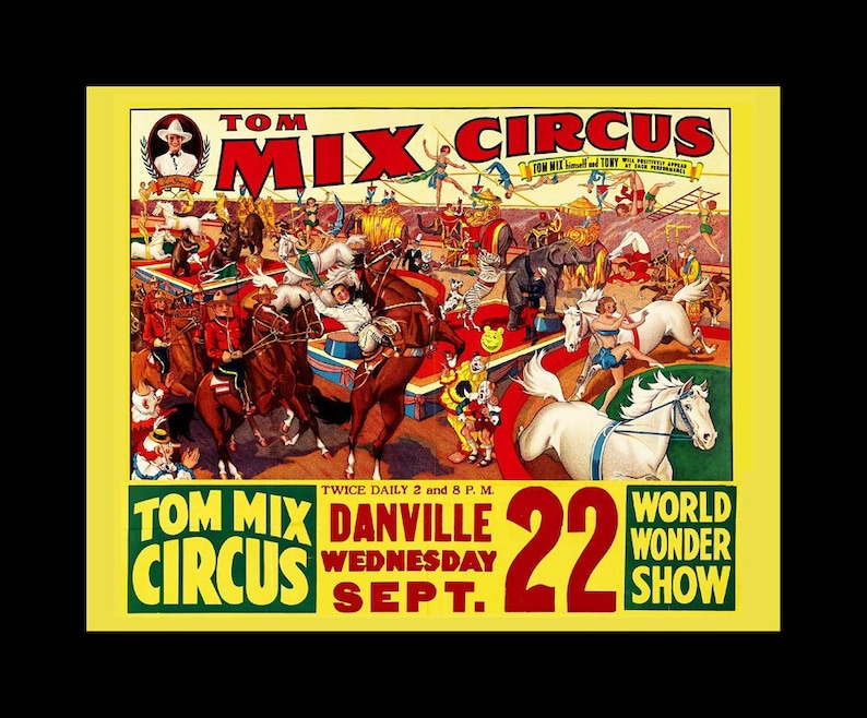 1936 Tom Mix Circus Poster Art Print Retro Circus Poster - Etsy