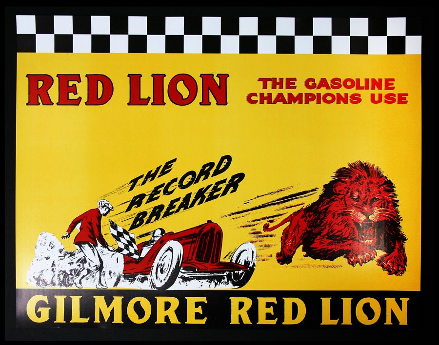 Collectibles Advertisements 1939 Gilmore Red Lion Gasoline Vintage Auto ...