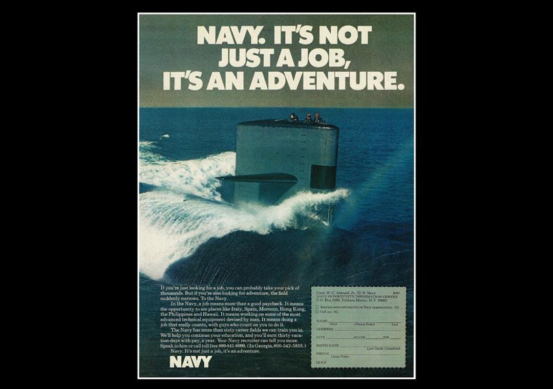 1980's U.S. Navy Recruiting Original Magazine Ad - Navy Submarine ...