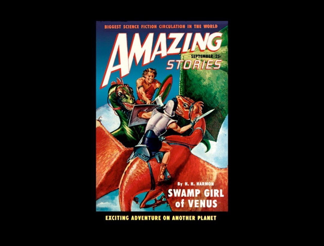 1940s Amazing Stories Science Fiction Pulp Magazine Cover Poster Print
