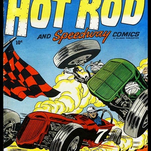 1950's Hot Rod & Speedway Comic Book Cover Poster Print - Retro Pulp ...