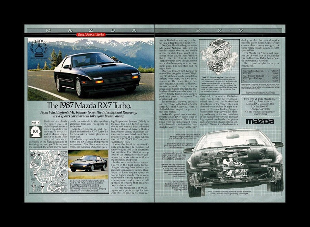 1987 Mazda RX7 Turbo Original Magazine Ad - Etsy