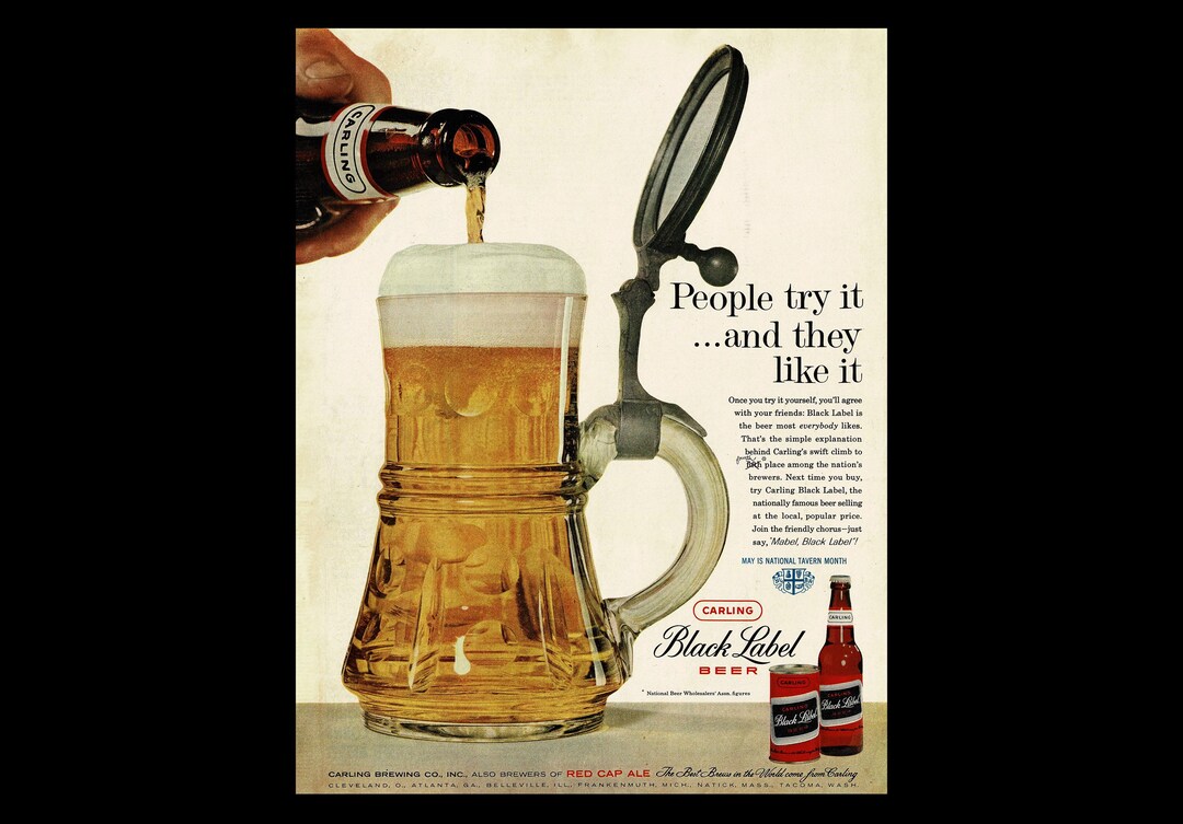 1957 Carling Black Label Beer Original Magazine Ad - Home Bar Decor - Etsy