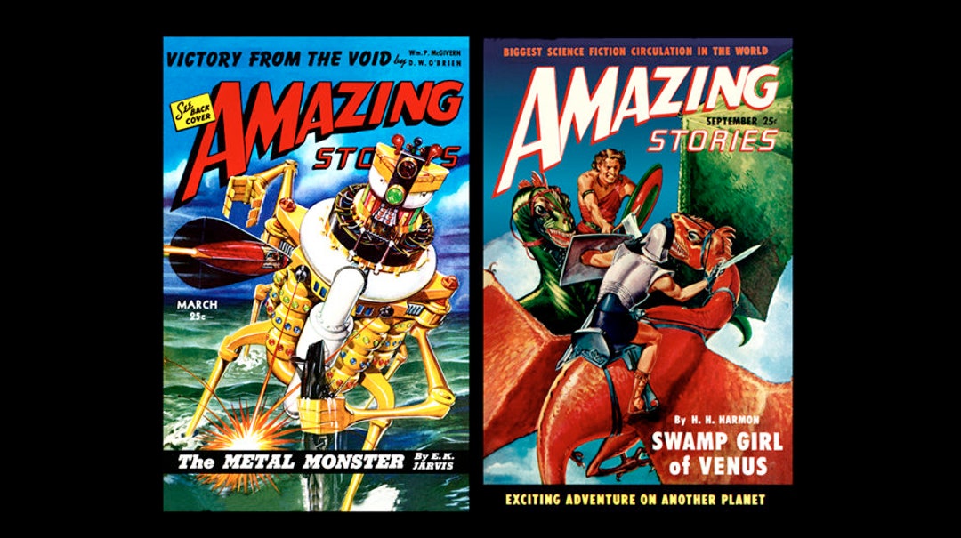Two 1940s Amazing Stories Science Fiction Pulp Magazine Etsy