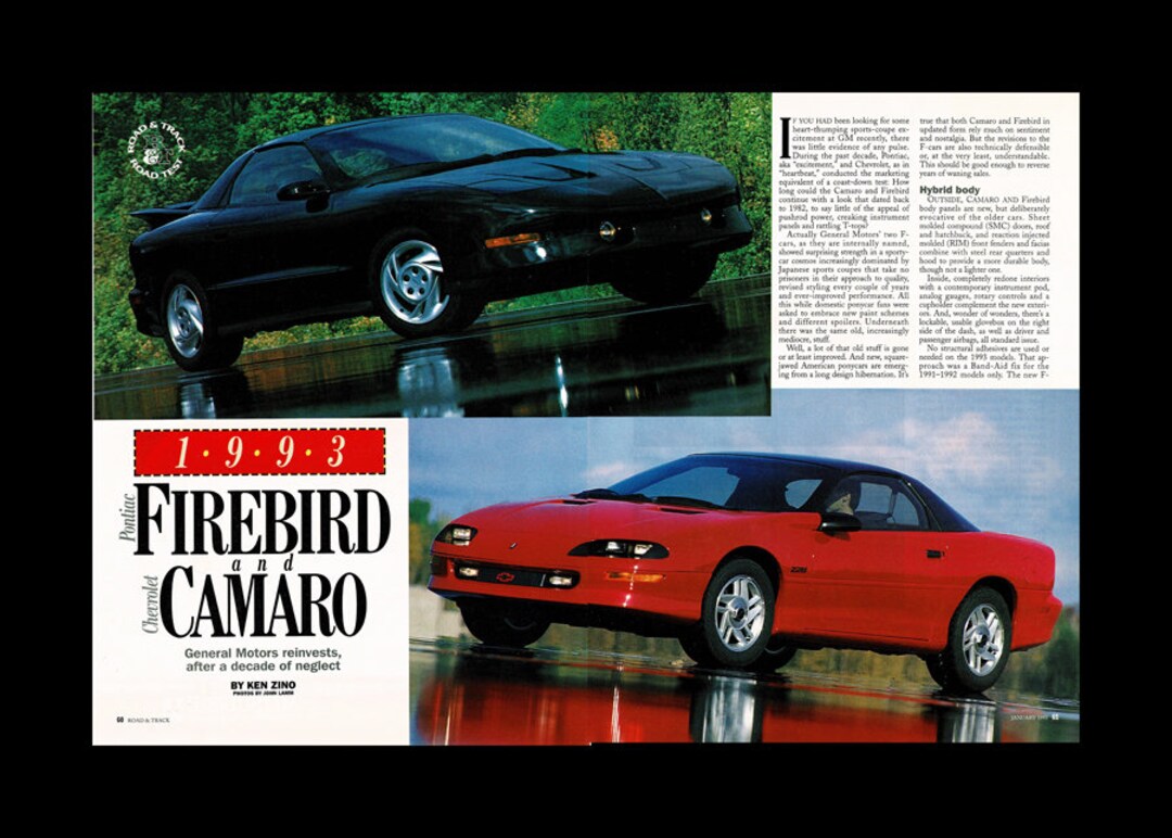 1993 Chevy Camaro & Pontiac Firebird Original Magazine Road Test - Etsy