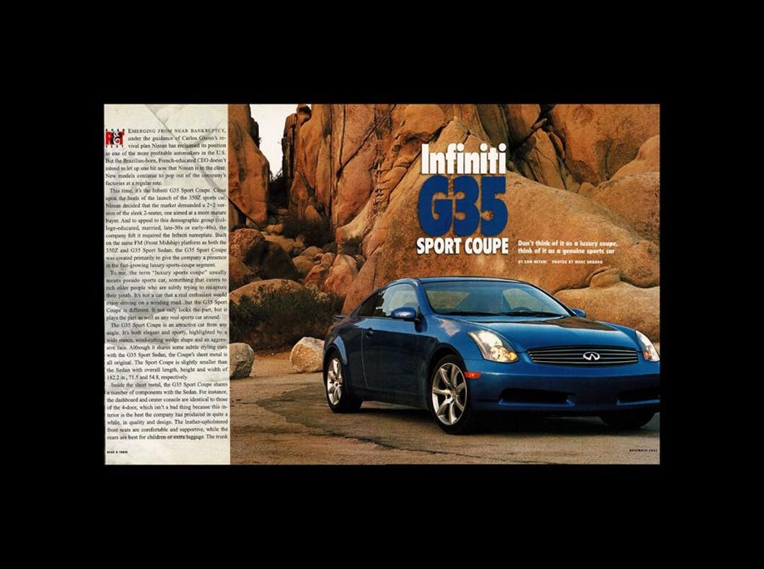 2002 Infinity G35 Sport Coupe Original Magazine Road Test - Etsy