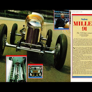 1928 Miller 91 Indy 500 Race Car Magazine Feature Article - 1985 ...