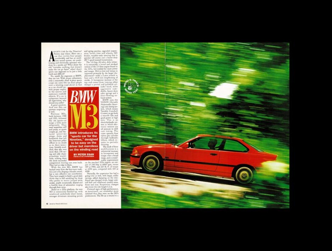 1995 BMW M3 Original Magazine Road Test - Etsy