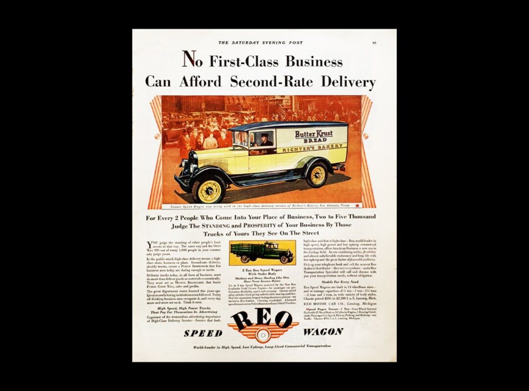 1929 REO Speed Wagon Panel Truck Original Magazine Ad - Etsy
