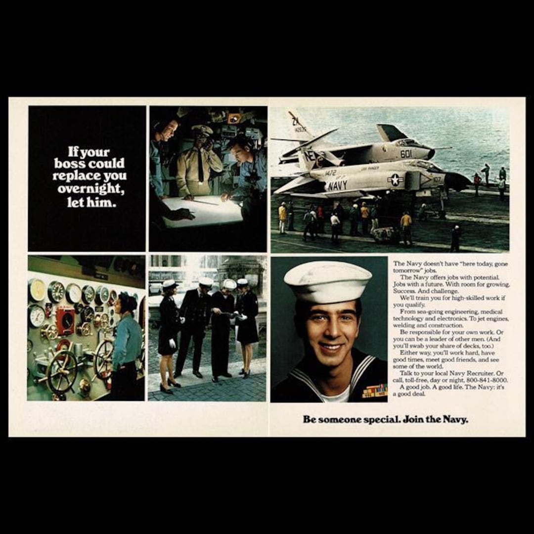 1974 U.S. Navy Recruiting Original Magazine Ad - F4 Phantom Jet Fighter ...