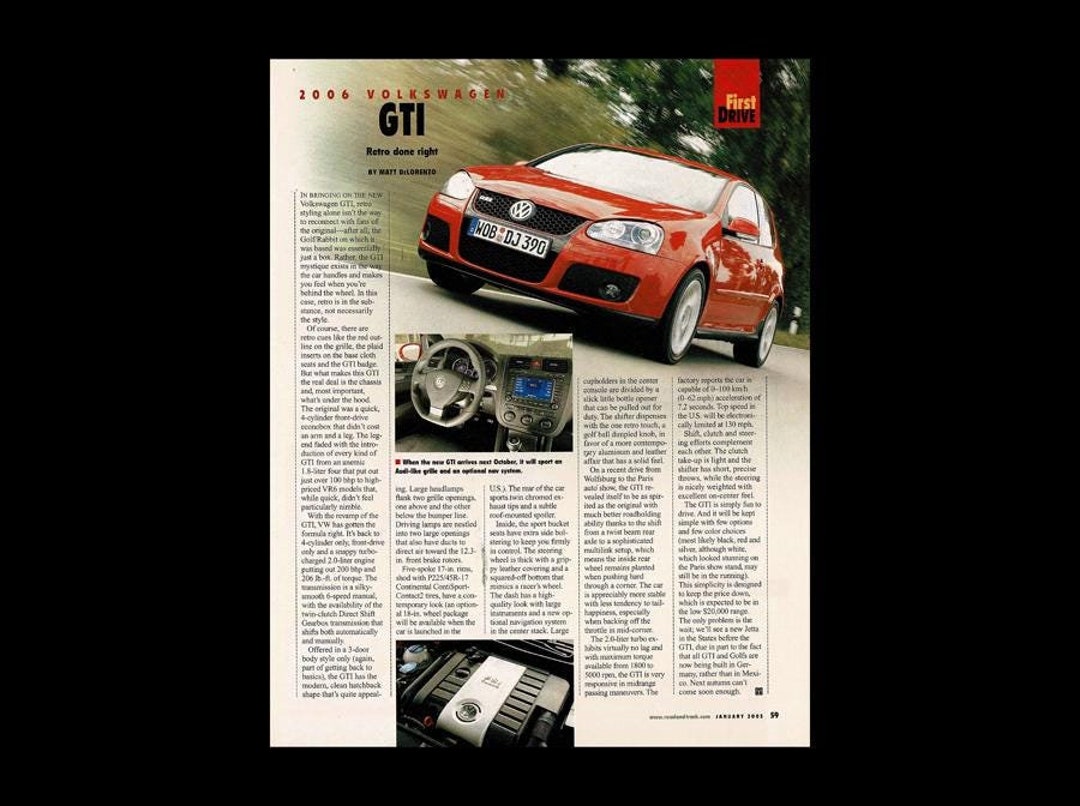 2005 VW Golf GTI Original Magazine "first Drive" Mini Road Test - Etsy