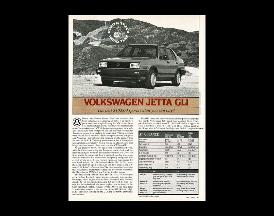 1985 VW Jetta GLI Original Magazine Road Test - Etsy
