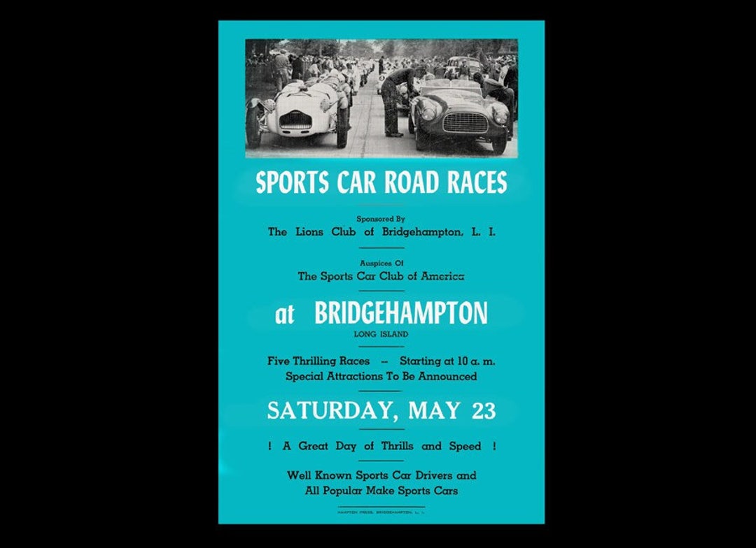 1951 Bridgehampton Sports Car Road Racing Poster Art Print - Etsy