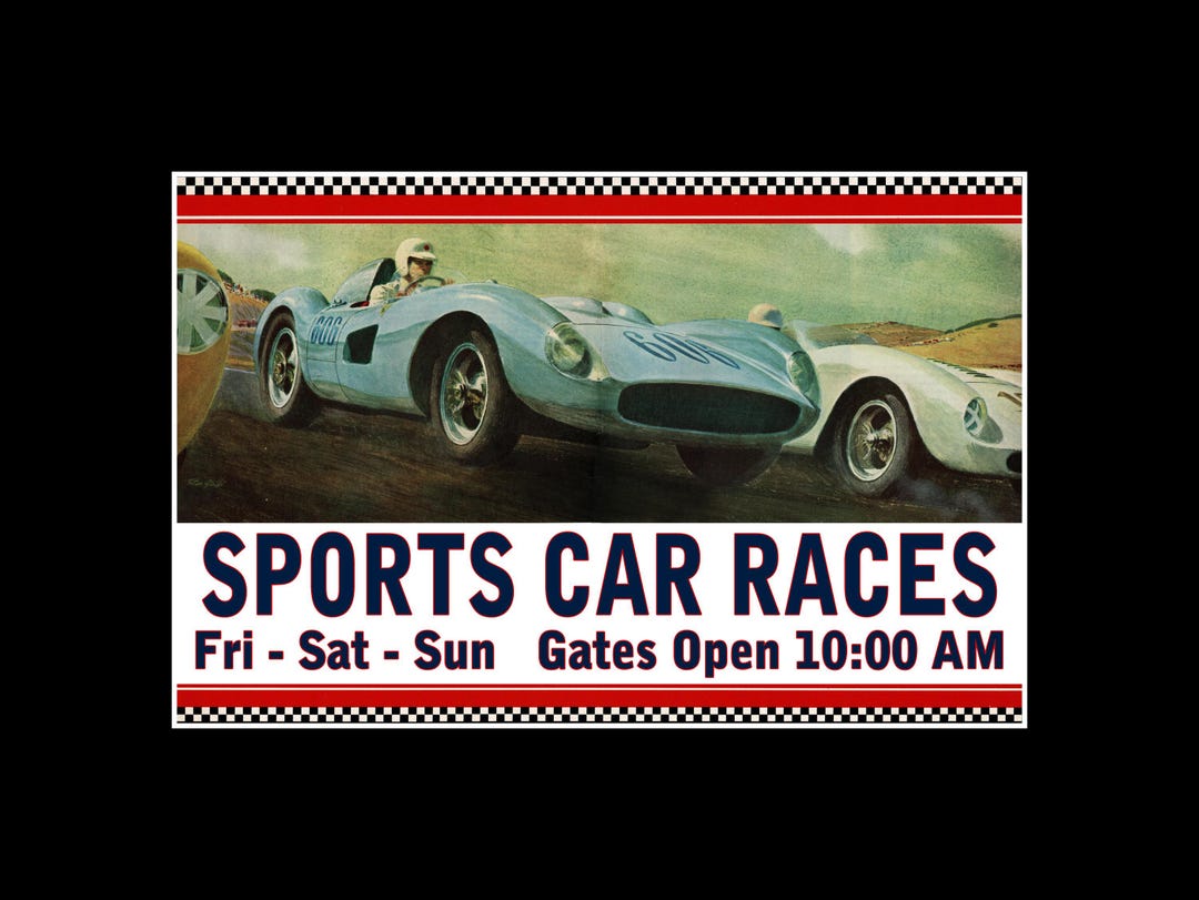 1950's Sports Car Road Racing Retro Style Auto Racing Poster Print - Etsy