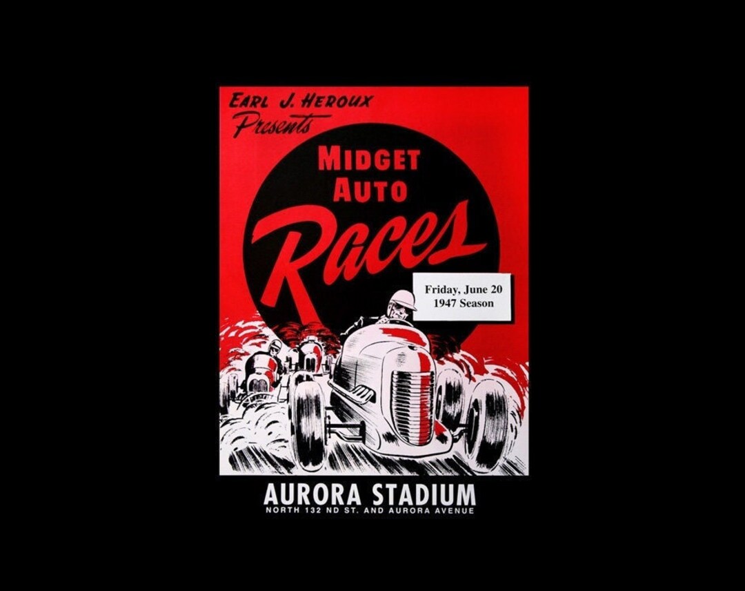 1947 Aurora Stadium Midget Auto Races Poster Print Vintage Seattle ...